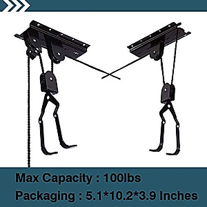 Bike Hoist for Garage Ceiling Storage, Heavy Duty Bicycle Lift Mountain Bicycle Hanging Rack with 3 Pulley and 45 ft Adjustable Rope | 100 lb Capacity