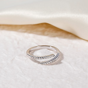 EAMTI 2mm Wedding Bands for Women Open Stackable CZ Cubic Zirconia Engagement Rings Dainty Eternity Band Rings Size 7