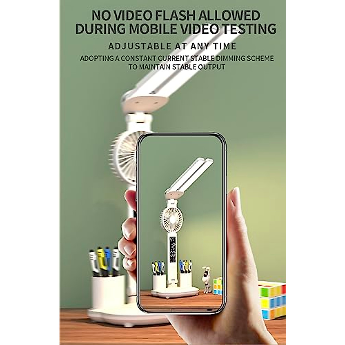 Desk Lamp LED, Lamp with Fan - Foldable Multifunction Table Lamp with Clock Date and Calendar - Led Desk Light with Pen Holder for Bedroom, Home Office Desk Lamp - Reading Table Lamp