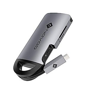 NOVOO USB C Hub 8 in 1 with Hidden Cable Multiport Adapter with 4K HDMI 100W PD Charging Ethernet 3*USB 3.0 SD/TF Card Reader, USB C to HDMI Adapter for Thunderbolt Laptops Phones and Tablets