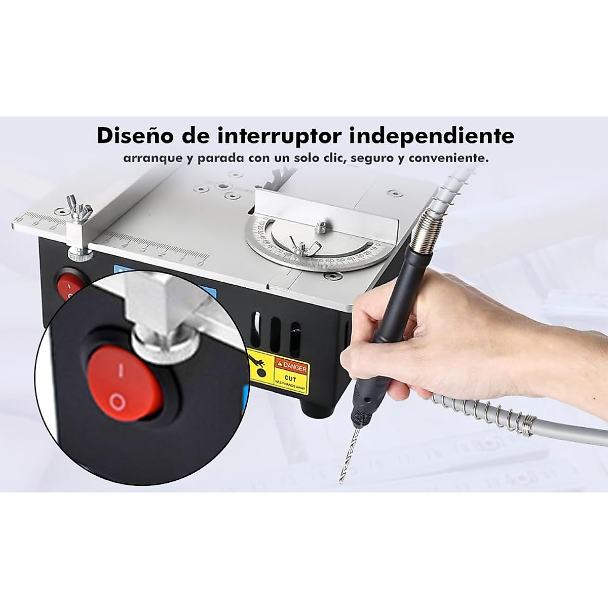 Jadeshay Mini Table Saw, 96W Multi-Use DIY Woodworking & Metal Craft Lathe with Adjustable Speed & Precision Scale for Creative Projects