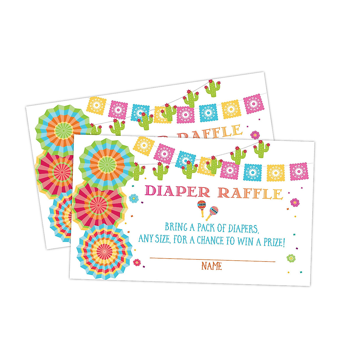 Your Main Event Prints Fiesta Mexican Baby Shower Diaper Raffle Card, Diaper Raffle Ticket, 50 Count
