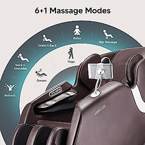 BOSSCARE Zero Gravity Massage Chair, Voice Control Full Body Airbag Massage Recliner with Back Heating, Electric Extendable Footrest, Foot Roller, Bluetooth Speaker, Touch Screen for Family & Friends