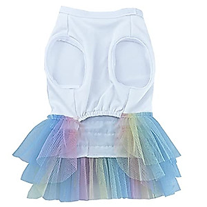ANIAC Dog Vest Skirt Puppy Princess Dresses Cute Birthday Tutu Skirt Doggy Wedding Outfit Pet Clothing for Cats and Small Medium Dogs (Large, White)