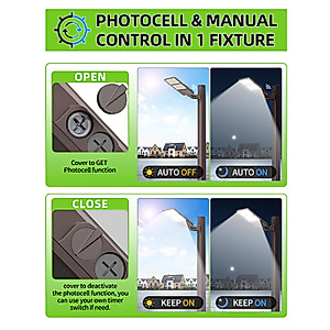 OPENLUX 480V 320W LED Parking Lot Light with Photocell 48000LM 5000K LED Shoebox Light Pole Flood Fixture IP65 Commercial Area Lighting Arm & Slip Fitter in 1 Mount, AC277~480V