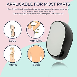 CRYSTAL HAIR ERASER MAGIC REMOVER DEVICE FOR WOMEN RAZOR SHAVELESS LEG HAIR REMOVAL PAINLESS BLACK