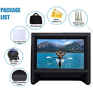 AZXRHWYGS 20 Feet Inflatable Movie Screen Outdoor Theater Blow Up Projection Screen with Carry Bag Blower for Front and Rear Projection Home Theater Backyard Pool Fun