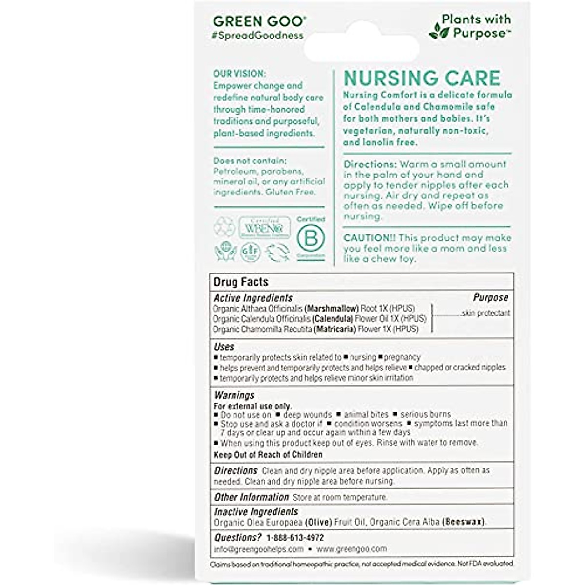 Green Goo All Natural Nursing Comfort Salve for Breastfeeding Cracked and Sore Nipples, 1.82 Ounce Large Tin