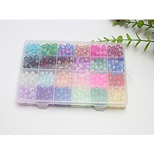 Pamir Tong 720PCS 8mm Crackle Glass Round Beads Bulk, Imitative Jade Beads, Lampwork Beads for Jewelry Making Earring, Necklaces, and DIY Crafts (8mm Crackle Mixed)