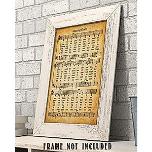 Amazing Grace Wall Art Poster - 11x14 Unframed Art Print - Great Inspirational Music Sheets Gift and Decor Under $15