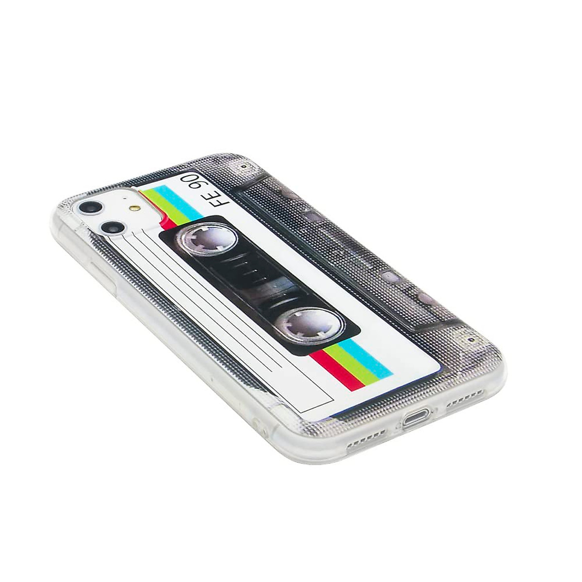 FAteam Matte Finish Heavy Duty Soft Back Cover with TPU Soft Bumper Cassette Tape Case Compatible with iPhone 11-6.1 inch