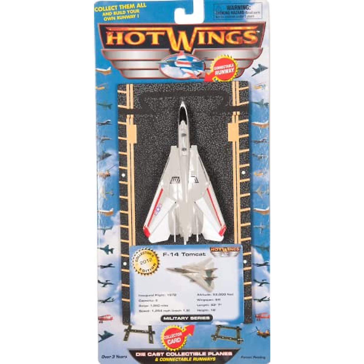 Hot Wings Planes F-14 Tomcat (with Grey Military Markings) with Connectible Runway Die Cast Plane in Aviation Museums Nationwide