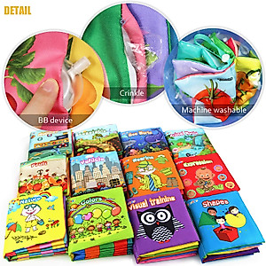 teytoy My First Soft Book, Nontoxic Fabric Baby Cloth Activity Crinkle Soft Books for Infants Boys and Girls Early Educational Toys (Pack of 12)