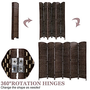 6 Panel Wood Room Divider, 6 Ft Tall Privacy Wall Divider Folding Wood Screen, Each Panel for Home Office Bedroom Restaurant, Best Home Foldable Screen, Light and Easy to Move 70.8" H × 17.7" W Brown