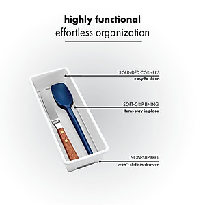 madesmart Classic 9.8 x 3.8 Bin - White | CLASSIC COLLECTION | Multi-Purpose Storage Organizer | Soft-grip Lining and Non-slip Rubber Feet | Easy to Clean | Durable | BPA-Free