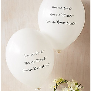 ANGEL & DOVE 25 Premium White 'You are Loved, Missed, Remembered' Biodegradable Funeral Remembrance Balloons - for Memory Table, Memorial, Condolence, Anniversary