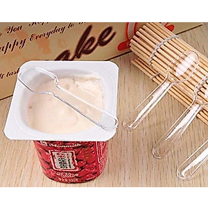 500Pcs 3 Inch Clear Mini Plastic Spoons Disposable Tasting Spoon Scoops for Dessert Ice Cream Appetizer Cake Spices Food Supply