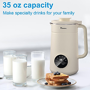 IAGREEA Automatic Nut Milk Maker, 35 oz Homemade Almond, Oat, Soy, Plant-Based Milk and Dairy Free Beverages, Almond Milk Maker with 2 Hours Heat Preservation,10 Blade Design, Keep Warm