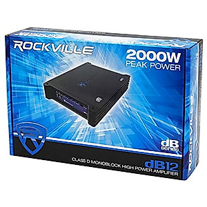 Rockville dB12 2000w Peak / 500w RMS Mono Car Amplifier + Amp Kit
