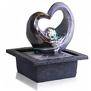 Ferrisland Tabletop Water Garden Zen Fountain with LED Light, Fountain Fengshui Indoor Decoration – Zen Meditation Tabletop Decorative Waterfall Kit with Submersible Pump for Office and Home Decor