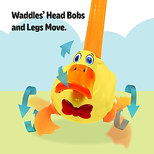 Waddles the Waddle Duck - Baby to Toddler Push Toy with Quacking Sounds and Waddling Action, Walking Toy for 1-3 Year Olds, Great for 1 Year Old Learning to Walk - Yellow