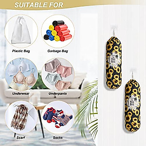2 Pcs Plastic Bag Holder, Wall Mount Plastic Bag Organizer, Washable Large Grocery Bag Storage Dispenser, Shopping Bags Carrier for Home Kitchen Travelling, 22x9 in shopping bag carrier (Sunflower)