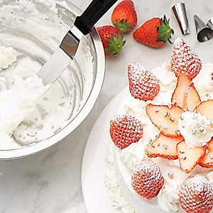 KUFUNG Icing Spatula, Offset Spatula, Stainless Steel with PP Plastic Handle Cake Decorating Frosting Spatula (6 inch, Black+Tulwar)