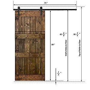 Sliding Barn Door 36 in x 84 in, Made-in-USA, Customizable Solid Wood Barn Door Included 6.25ft Hardware Kit and Pull Handle, Easy Assembly Dark Brown, Ladder Series