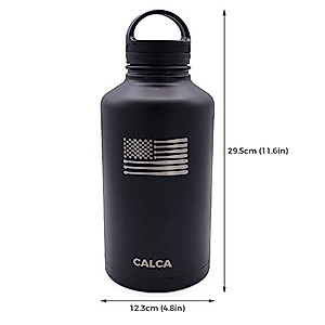 Insulated Water Bottle with Wide Mouth Lid Stainless Steel Double Wall Vacuum Hot/Cold Water Bottle 64oz (Picture)