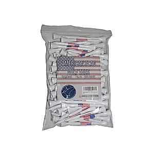 American Flag Wood Golf Tees - 2 3/4 inch 100 tees per Pack - USA Golf Tees - Red, White, and Blue - American Flag in Tee Cup - Value Pack - Custom Design - Golf Essentials -