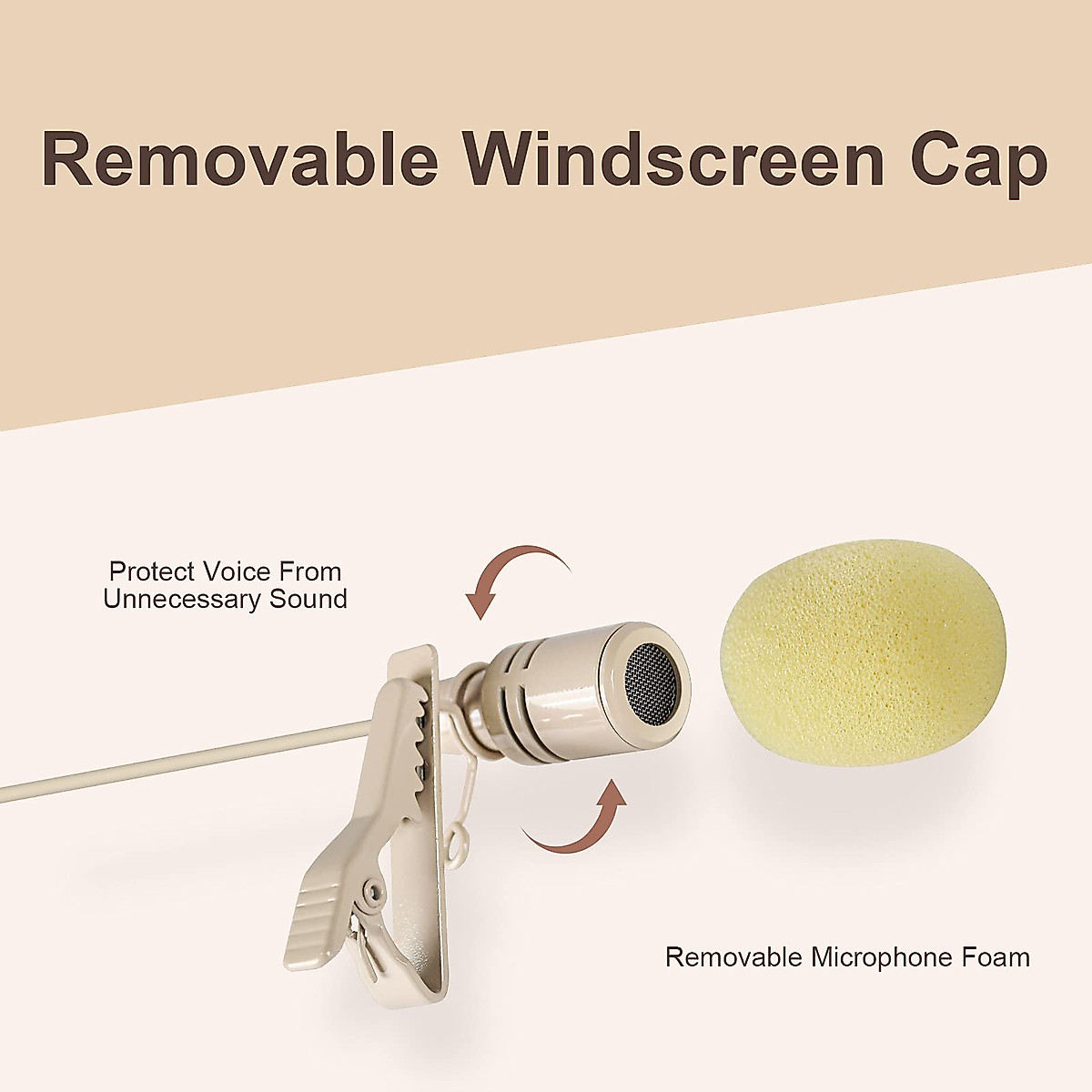 Phenyx Pro Beige Color Lavalier Lapel & Headset Mic Combo with Mini XLR Jack, Hands-Free Clip-on Lapel Mic, and Flexible Wired Boom Headset, Compatible with All Wireless Mic System