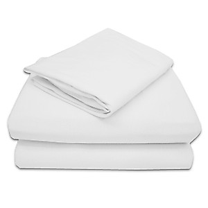 TL Care 100% Natural Cotton Jersey Knit 3-Piece Toddler Sheet Set, White, Soft Breathable, for Boys and Girls