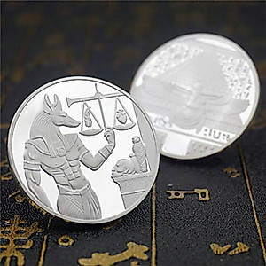 TENDYCOCO Anubis Coin Egyptian God Challenge Coin Commemorative Art Coin Collection Iron Souvenir Craft Gift Toy (Silver)