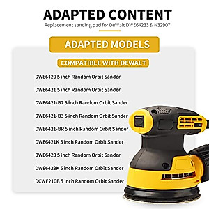 Sander Pad for Dewalt, 2 Pack 5" 8 Hole Hook and Loop Replacement Orbital Sander Pad for DeWalt DWE6421 6421K DWE6423 6423K DCW210B Random Orbital Sander 4 Screw Holes Sanding Part DWE64233 & N329079