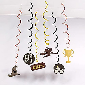 Magical Wizard Potter Party Swirl Decorations Magical Wizard School Whirl Streamers Hanging Swirl Ceiling Decorations Harry Themed Birthday Party Ceiling Streamers Party Supplies 30Count for Kids