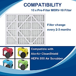 Fizerneer 5 Pack MERV-10 Filter Replacement Set Compatible with AlorAir CleanShield HEPA 550, 13.7"×14.8"×0.8"