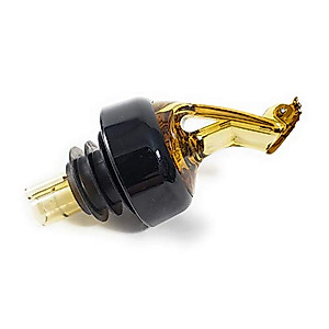 AmeriPour - Whiskey Pourer for Liquor Bottles – With Flap - Made 100% In USA. Great Whiskey Gift For The Home Bar! (1, Amber - Large Cork)