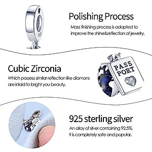 Pandach 925 Sterling Silver Charms for Bracelets and Necklaces Travel Round The World Beads Charms Relaxation Dangle Pendant,Jewelry Beads Gifts for Women