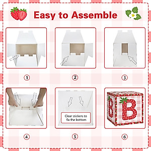 Lopeastar Strawberry Baby Shower Decorations Baby Boxes Banner Set, Berry Sweet Baby Boxes with Letters for Baby Shower Blocks Strawberry Banner Party Decorations