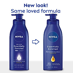 NIVEA Essentially Enriched Body Lotion for Dry Skin, Pack of 2, 16.9 Fl Oz Pump Bottles