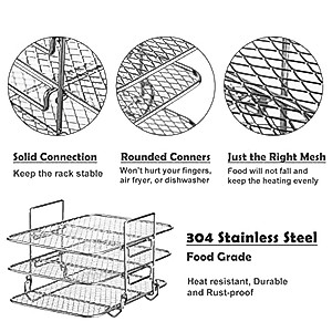 Air Fryer Rack for Ninja Dual Air Fryer with Air Fryer Magnetic Cheat Sheet Air Fryer Accessories for Ninja Foodi 304 Stainless Steel Multi-Layer Stackable Dehydrator Air Fryer Rack for Oven