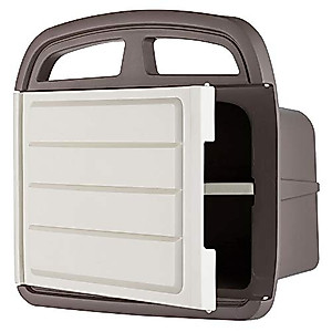 DF OMER Plastic Garden Water Hose Holder with Storage Compartment Fits 150 ft. Hose – 10x7x5 in. Weatherproof Wall Mount Hose Rack Hanger for Outside with 2 Shelves for Garden Equipment