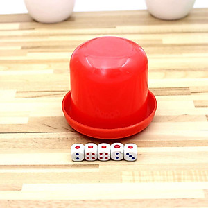 NUOBESTY 2PCS/Set Dice Game Set Plastic Dice Shaking Cup Dice Cup Set for Bar Party (Random Color)