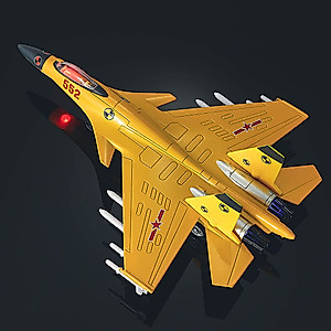 Taktik Alloy Planes Pull Back Airplane Aircraft Model Toys with Stealth Bombers and Fighter Planes Diecast Fighter Jets Gifts for Kids,Boys and Adults(Yellow)