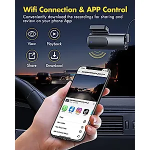 Dash Cam Front and Rear Camera, 4K/2.5K Full Dashcams for Cars with 64GB SD Card, WiFi & App Control, Night Vision, Parking Mode, G-Sensor, Loop Recording,WDR,170° Wide Angle