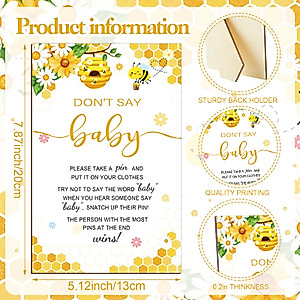 Patelai 321 Pcs Baby Shower Games Supplies, 5 Sets (50 Cards Each) Activities Cards with 20 Pencils 1 Don't Say Baby Sign 50 Clothespin(Bee)