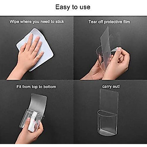 ARNARKOK 2 Pack Set Damage-Free Acrylic Wall Mount Organizer Storage Box for Phone Remote Control Holder