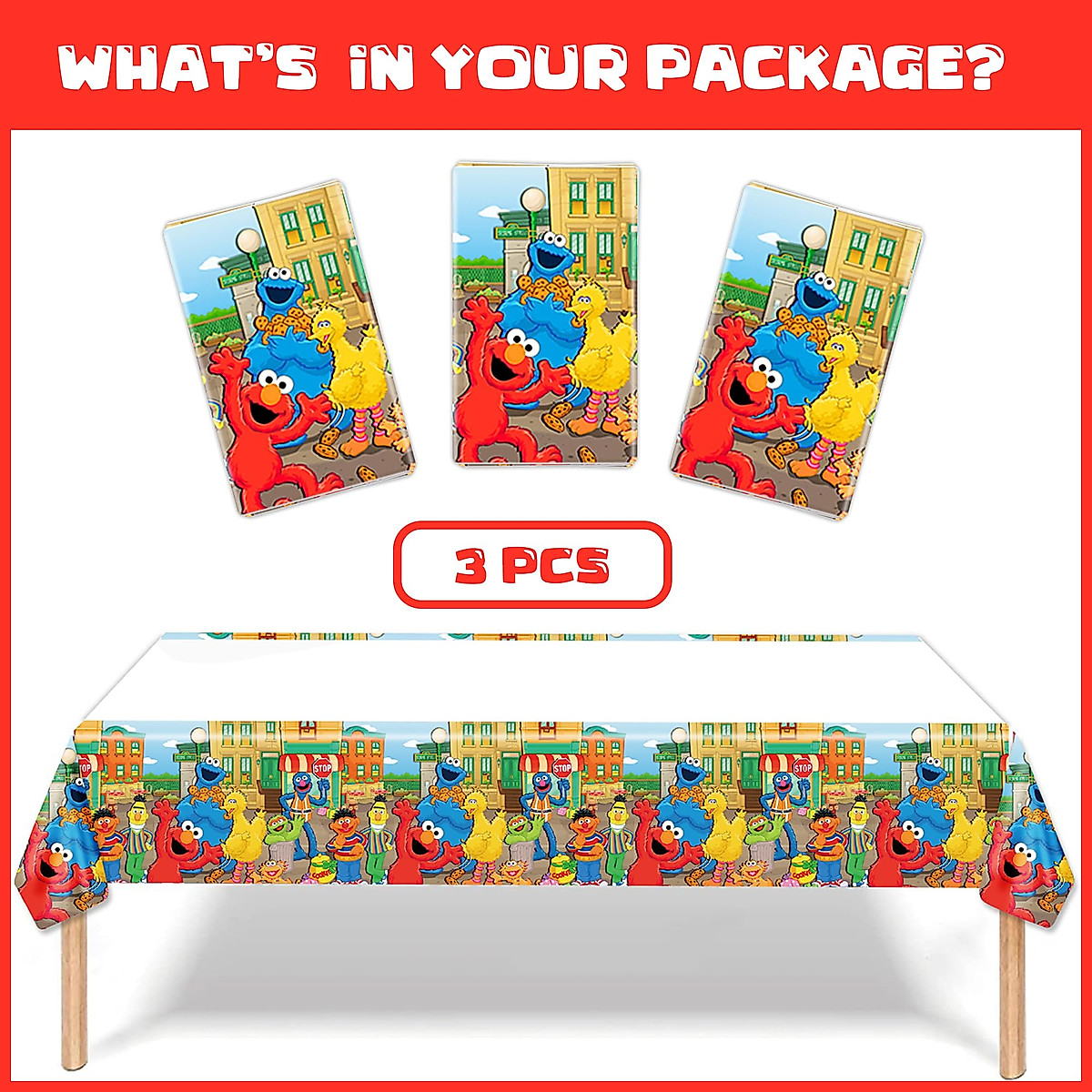 3 Pcs Cartoon Street Birthday Party Supplies, Cute Tablecloth for Boys Girls Baby Shower Birthday Party Table Decorations