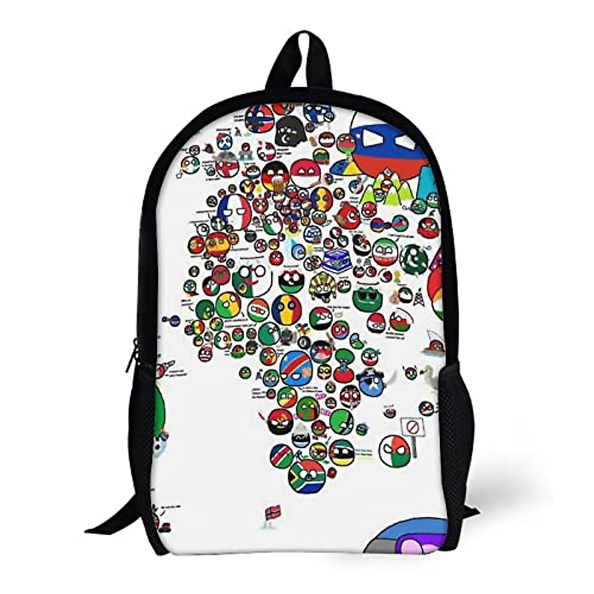 Woidxzxza Countryball Polandball World Map School Backpacks Large Capacity Travel Bag Book Bags Sports Daypack for Girls Boys