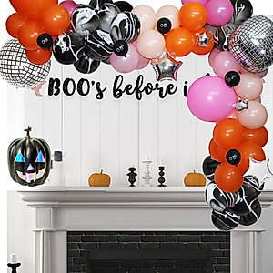 Halloween Bachelorette Balloons Arch Garland Kit, Lets Go Ghouls Halloween Balloon Arch with 22" 4D Disco Ball,Eyeball Balloons for Halloween Bachelorette Party,Spooky Good Time,Western Bridal Shower